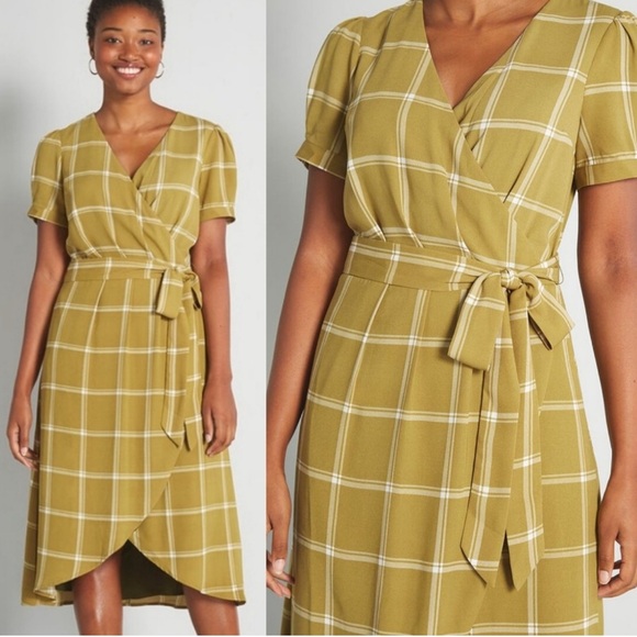 Modcloth | Dresses | Modcloth Faux Wrap Dress Size Xl Euc Belted ...